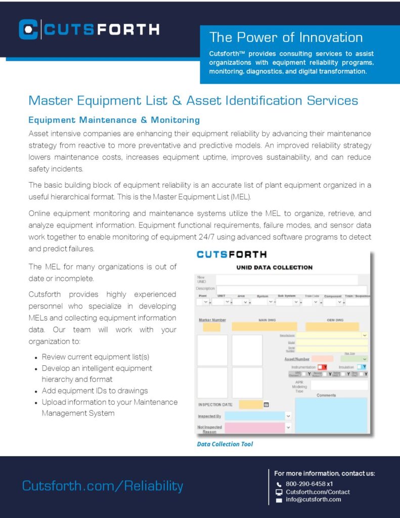 Cutsforth Master Equipment List Flyer | Cutsforth